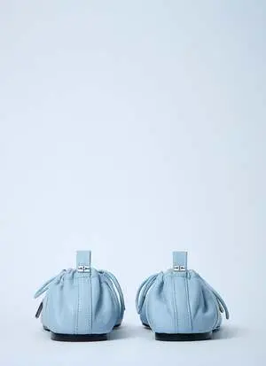 GANNI Eyelets Lace Up Ballerina - Blue