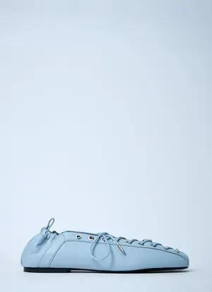 GANNI Ganni Women Eyelets Lace Up Ballerina Blue