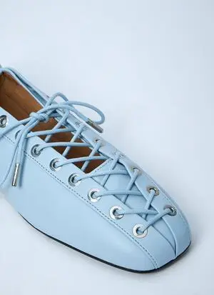 GANNI Eyelets Lace-up Ballerina Flats - Blue