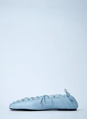 GANNI Eyelets Lace-up Ballerina Flats - Blue