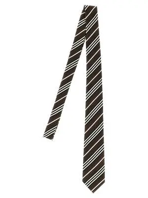 Saint Laurent Diagonal Striped Tie - Brown