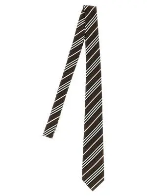 Saint Laurent Diagonal Striped Tie - Brown