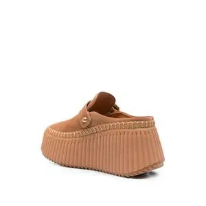 Chloé Suede Buckle-fastening Platform Shoes - Cream