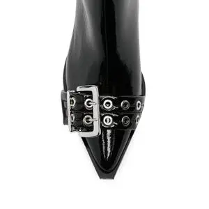 GANNI Patent Pointed Toe Kitten Heel Boots