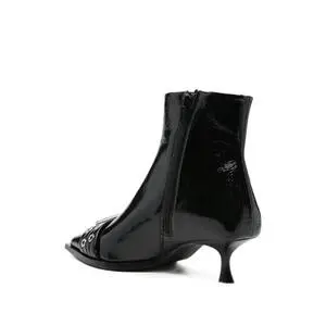 GANNI Patent Pointed Toe Kitten Heel Boots
