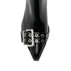 GANNI Patent Pointed Toe Kitten Heel Boots