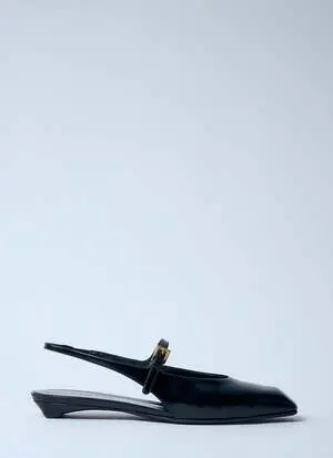 Prada Leather Slingback Ballerina Pumps - Black