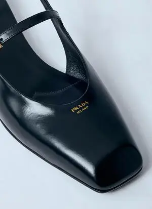 Prada Leather Slingback Ballerina Pumps