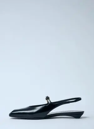Prada Leather Slingback Ballerina Pumps
