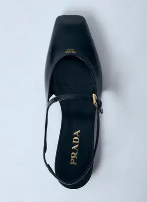 Prada Leather Slingback Ballerina Pumps