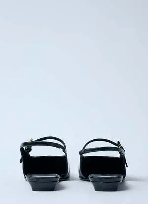 Prada Leather Slingback Ballerina Pumps - Black