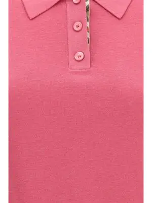 Burberry Wool Polo With Check Detail - Pink