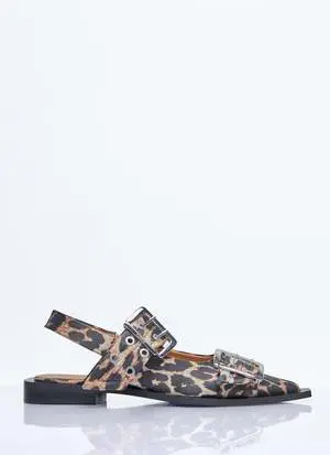 GANNI Feminine Buckle Ballerina Flats - Brown