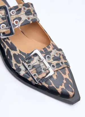 GANNI Feminine Buckle Ballerina Flats - Brown