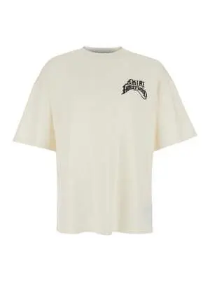 Amiri White T-shirt With Printed Logo On The Front And Back In Cotton For - Multicolor