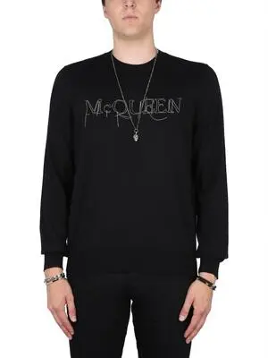 Alexander McQueen Jersey With Logo Embroidery - Black