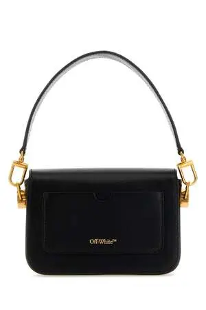 Off-White Leather Small Plain Binder Handbag - Black