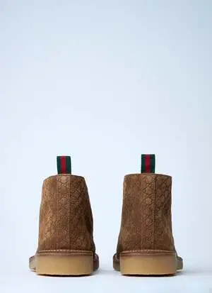 Gucci Suede Gg Motif Boots
