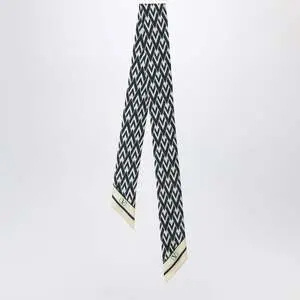 Valentino Garavani Tout La V Bandeau Scarf In Ivory / Silk - Blue