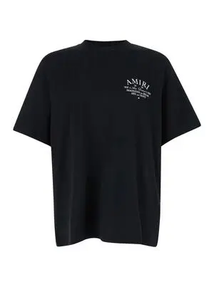 Amiri Black Crewneck T-shirt With Arts District Logo Print In Cotton - Multicolor
