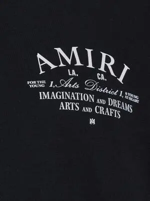 Amiri Black Crewneck T-shirt With Arts District Logo Print In Cotton - Multicolor