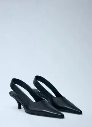 TOTEME Classic Leather Slingback Heels - Black