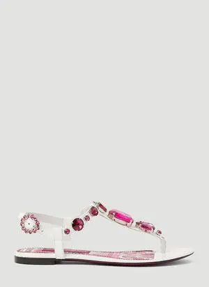 Dolce & Gabbana Crystal Embellished Majolica Sandals - White