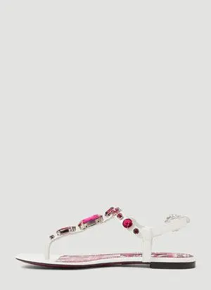 Dolce & Gabbana Crystal Embellished Majolica Sandals - White
