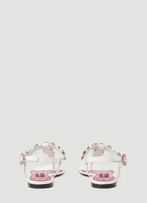 Dolce & Gabbana Crystal Embellished Majolica Sandals - White