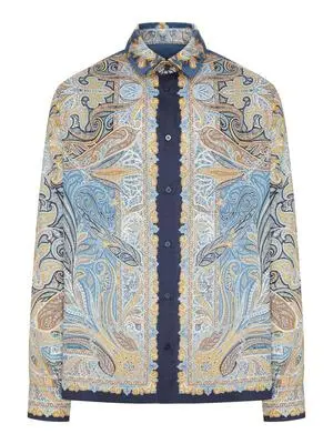 Etro Printed Cotton Shirt With Paisley Pattern - Blue