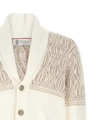 Brunello Cucinelli Braided Jacquard Shoulders Cardigan