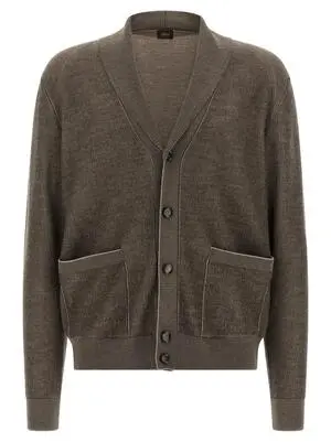 Brioni Shawl Neck Cashmere-wool Cardigan - Brown