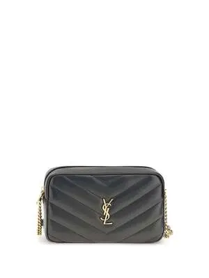 Saint Laurent Loulou Matelassé Leather Crossbody Bag - Black
