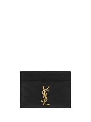 Saint Laurent Matelassé Leather Cardholder - Black