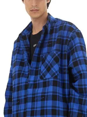 Off-White Check Print Shirt - Blue