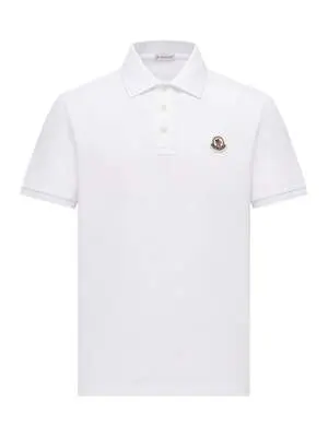 Moncler Cotton Piquet Polo Shirt With Logo Patch - White