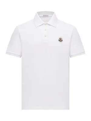 Moncler Cotton Piquet Polo Shirt With Logo Patch - White