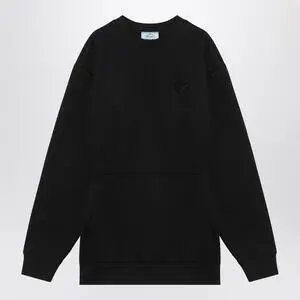 Prada Short Plush Dress With Logo Triangle