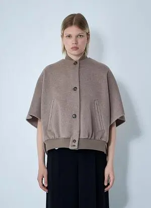 Max Mara Cashmere Logo Motif Poncho - Cream