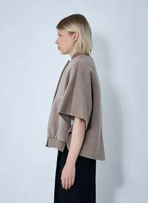 Max Mara Cashmere Logo Motif Poncho - Cream