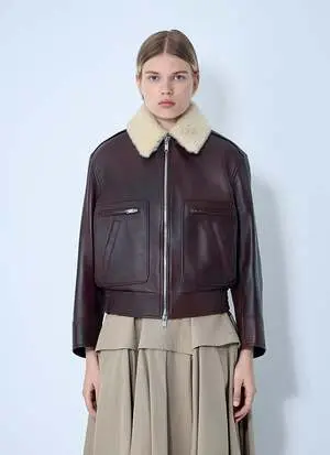 Bottega Veneta Leather Blouson Jacket - Brown