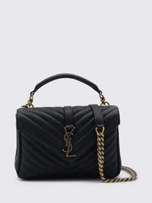 Saint Laurent College Chevron Quilted Leather Bag - Black