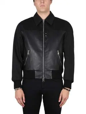 Alexander McQueen Leather Bomber Jacket - Black