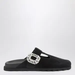 ROGER VIVIER Suede Slidy Viv Mule - Black