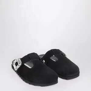 ROGER VIVIER Suede Slidy Viv Mule - Black