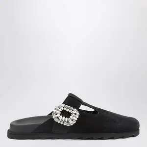 ROGER VIVIER Suede Slidy Viv Mule - Black