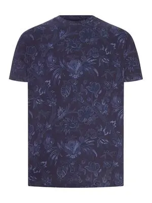 Etro Cotton Jersey T-shirt With Floral Paisley Pattern - Blue