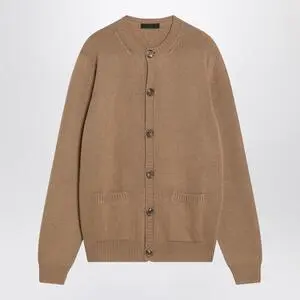 Prada Camel-coloured Cardigan In Cashmere - Brown