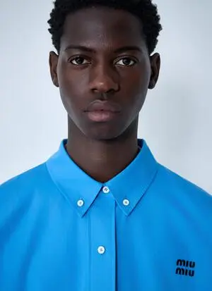 Miu Miu Logo Motif Blouson Jacket - Blue