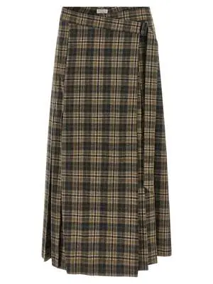Brunello Cucinelli Tartan Skirt - Brown